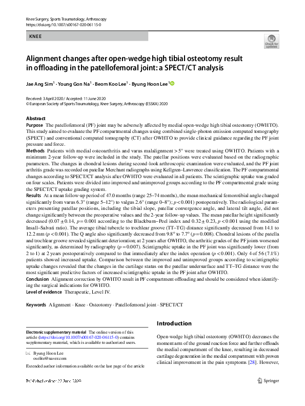 (PDF) Alignment changes after open-wedge high tibial osteotomy result ...