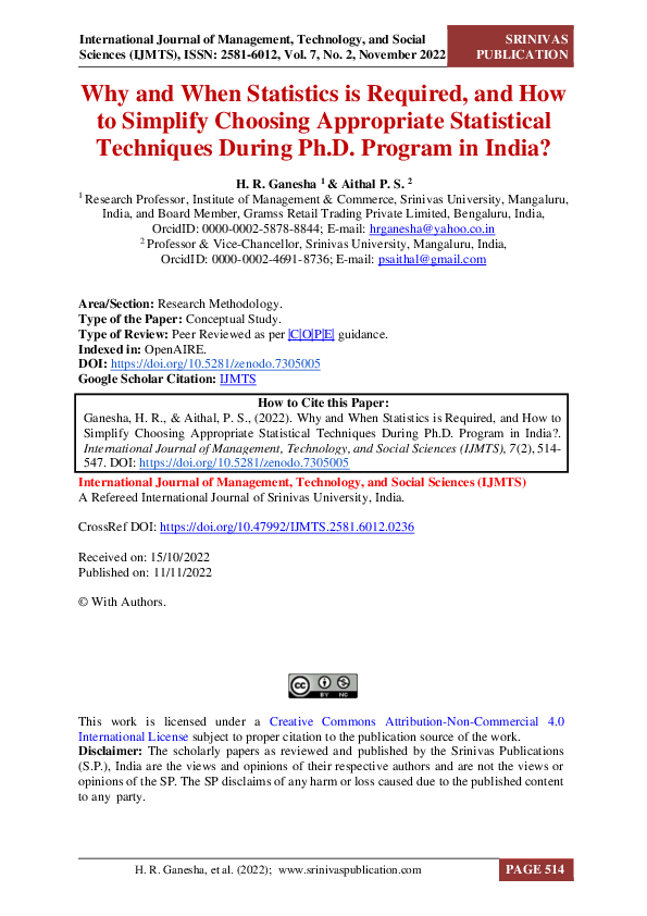 (PDF) Why and When Statistics is Required, and How to Simplify Choosing ...