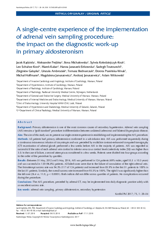 (PDF) A single-centre experience of the implementation of adrenal vein ...