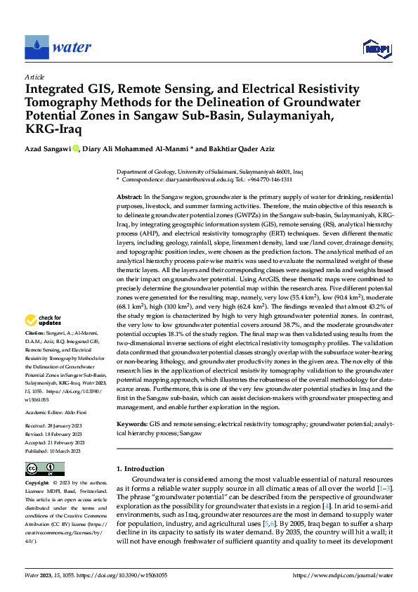 Pdf Integrated Gis Remote Sensing And Electrical Resistivity Tomography Methods For The