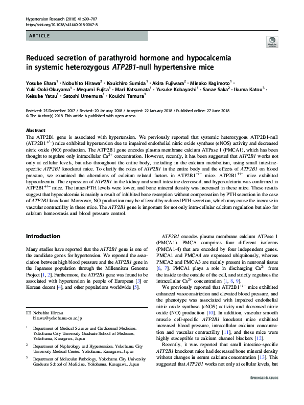 (PDF) Reduced secretion of parathyroid hormone and hypocalcemia in ...