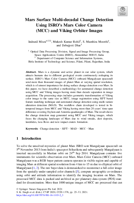 (PDF) Mars Surface Multi-decadal Change Detection Using ISRO’s Mars ...