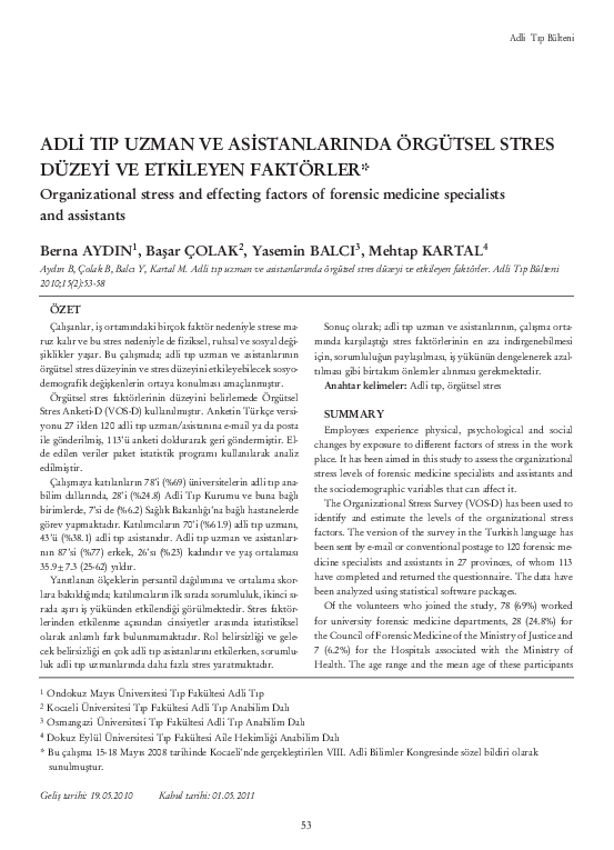 (PDF) ADL‹ TIP UZMAN VE AS‹STANLARINDA ÖRGÜTSEL STRES DÜZEY‹ VE ETK‹LEYEN FAKTÖRLER ...