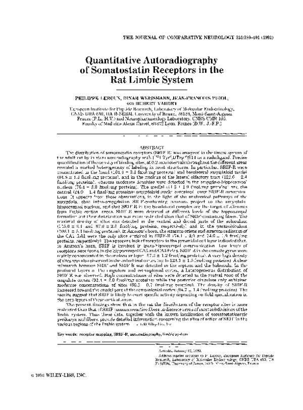 (PDF) Quantitative autoradiography of somatostatin receptors in the rat ...