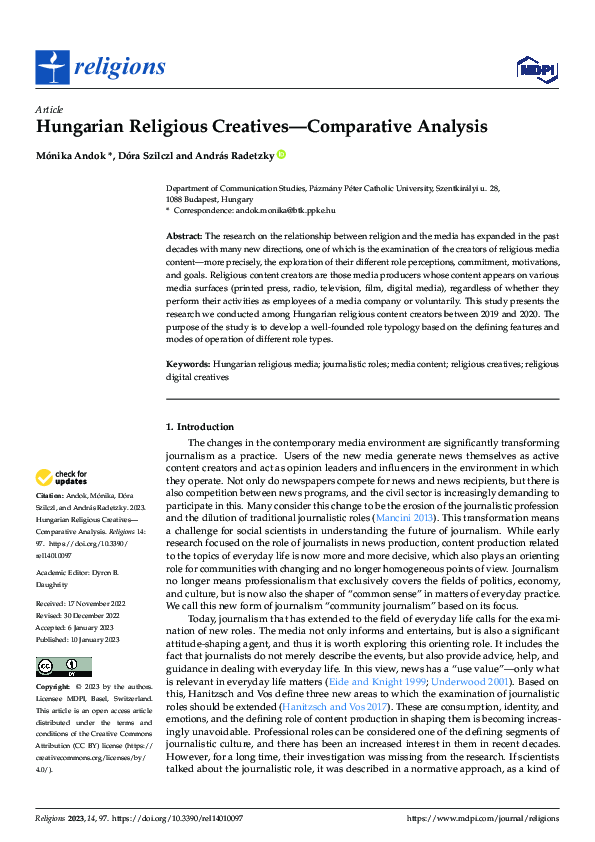 (PDF) Hungarian Religious Creatives—Comparative Analysis | András ...