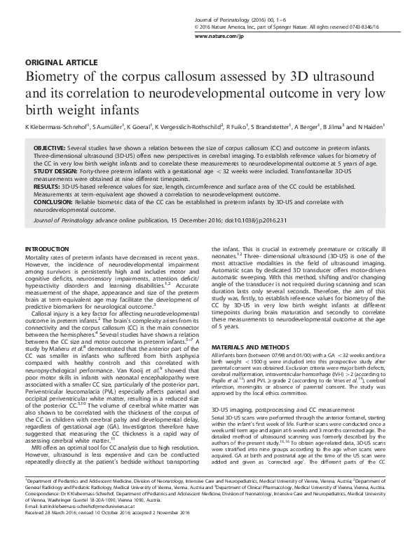 (PDF) Biometry of the corpus callosum assessed by 3D ultrasound and its ...