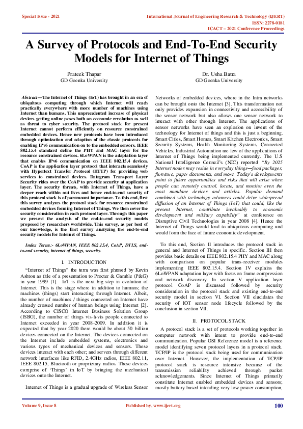 (PDF) A Survey of Protocols and End-To-End Security Models for Internet ...