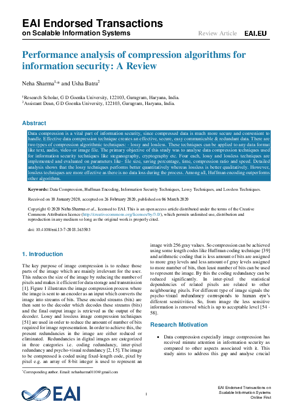 Pdf Performance Analysis Of Compression Algorithms For Information
