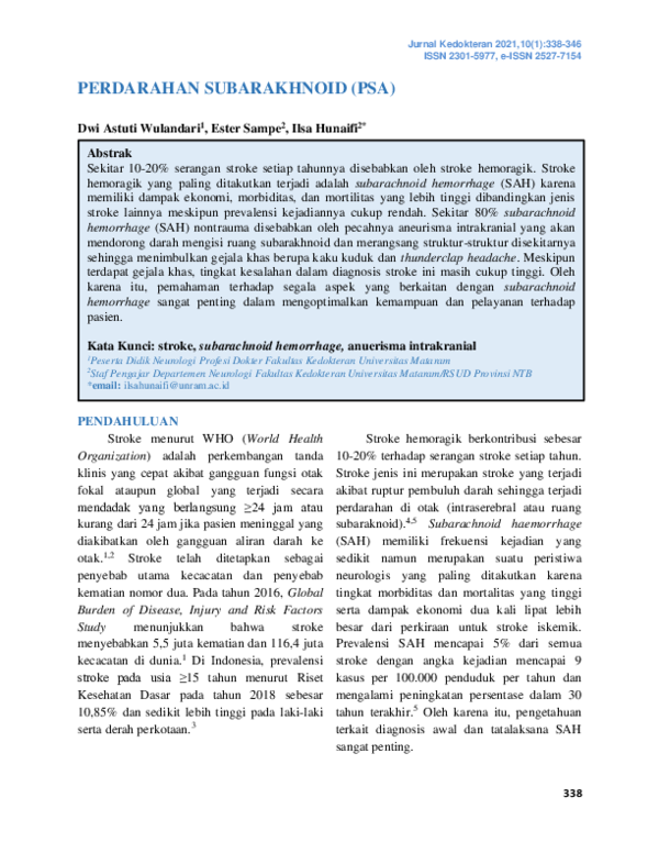 (PDF) Subarachnoid Hemorrhage (SAH)