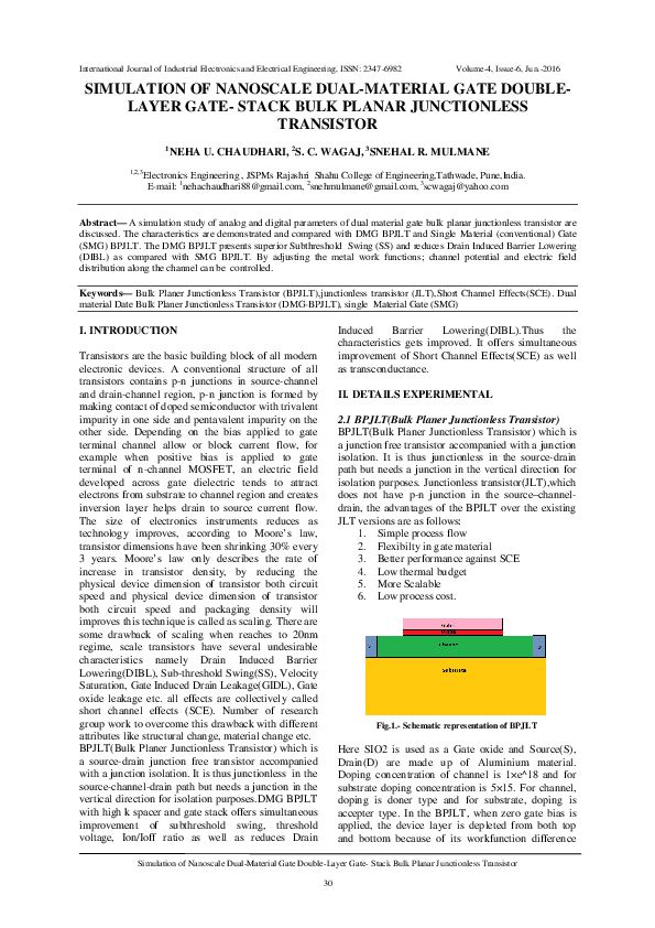 (PDF) Simulation of Nanoscale Dual-Material Gate Double- Layer Gate- Stack Bulk Planar ...