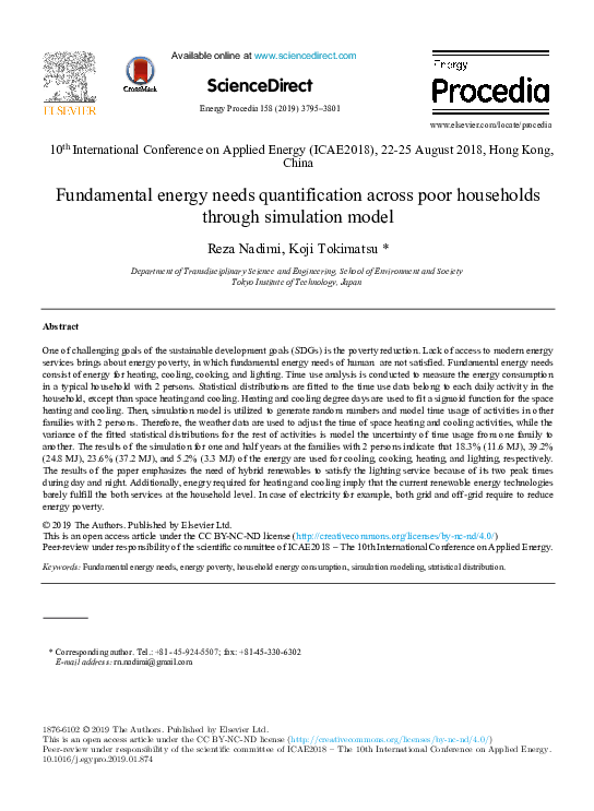 (PDF) Fundamental energy needs quantification across poor households ...