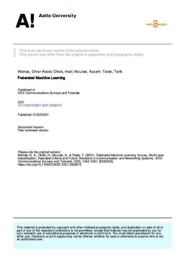 (PDF) Federated Machine Learning: Survey, Multi-Level Classification ...