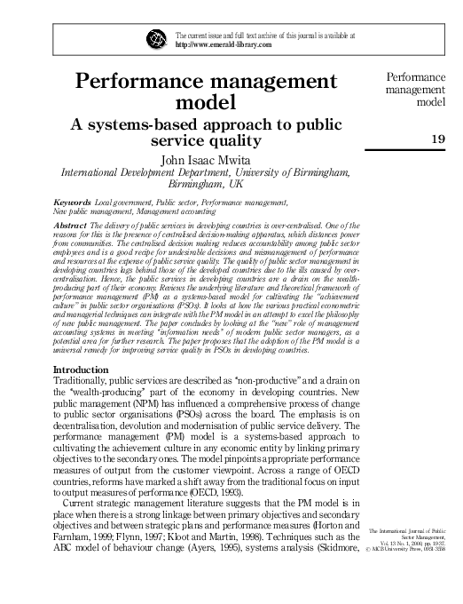 (PDF) Performance management model