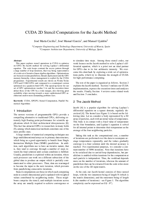 (PDF) CUDA 2D stencil computations for the Jacobi method