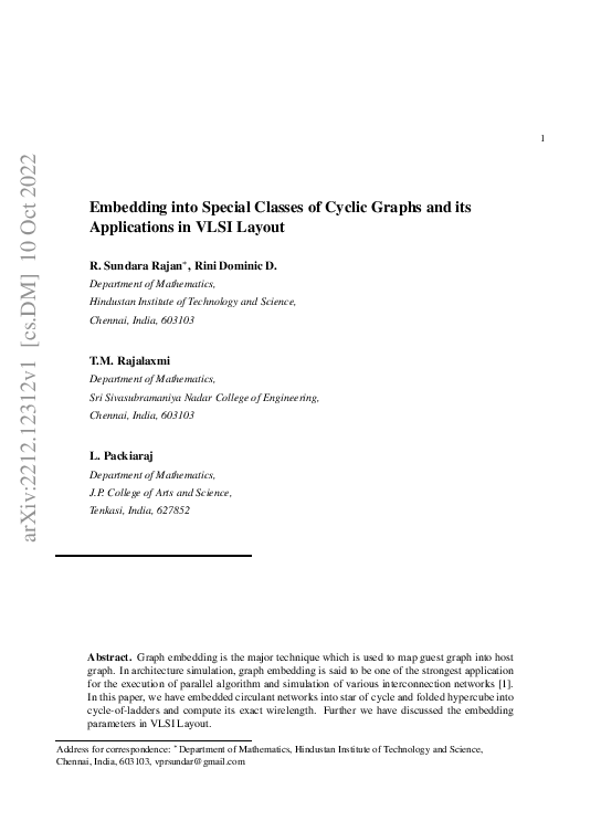 (PDF) Embedding into Special Classes of Cyclic Graphs and its Applications in VLSI Layout