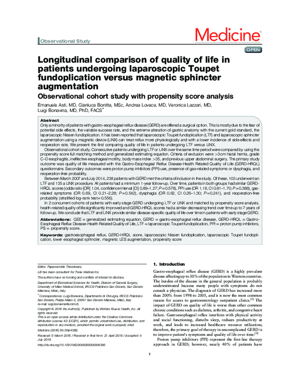 (PDF) Longitudinal comparison of quality of life in patients undergoing ...