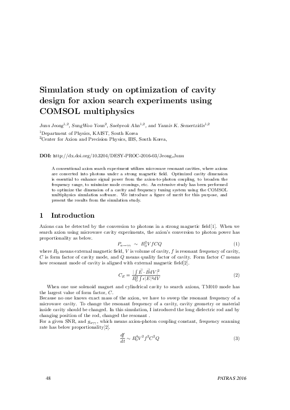 (PDF) Simulation study on optimization of cavity design for axion search experiments using ...
