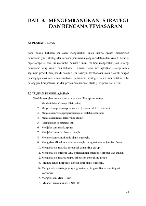 (PDF) BAB 3. MENGEMBANGKAN STRATEGI DAN RENCANA PEMASARAN
