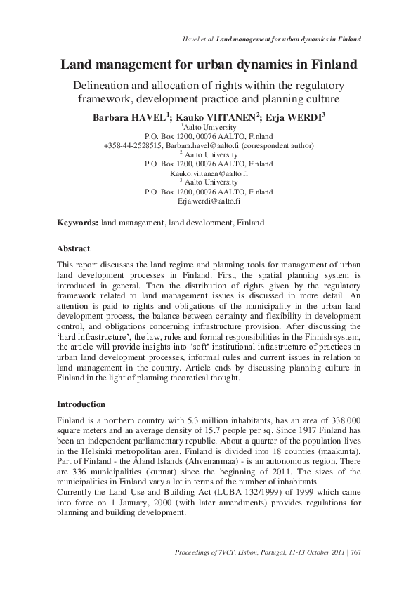 (PDF) Land management for urban dynamics in Finland: delineation and ...