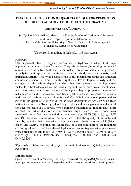 (PDF) Practical Application of Qsar Technique for Prediction of ...