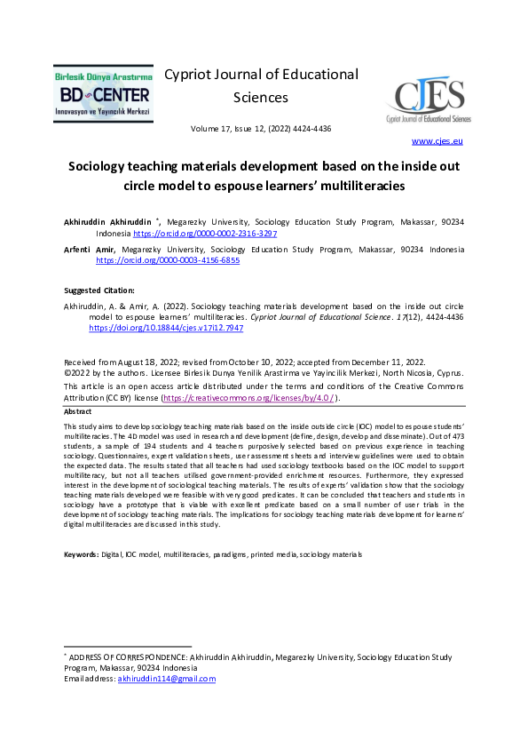 (PDF) Sociology teaching materials development based on the inside out ...