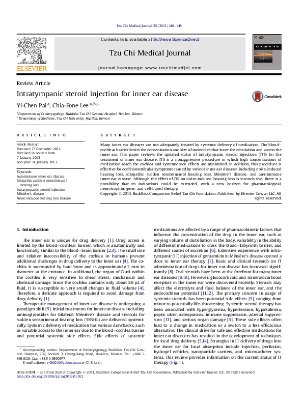 (PDF) Intratympanic steroid injection for inner ear disease