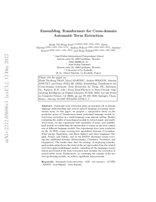 (PDF) Ensembling Transformers for Cross-domain Automatic Term Extraction