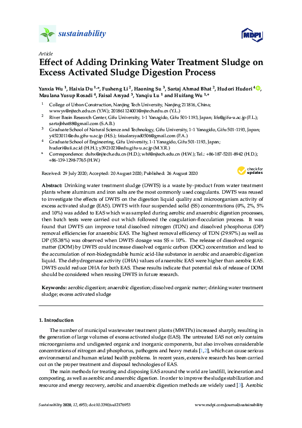 (PDF) Effect of Adding Drinking Water Treatment Sludge on Excess ...