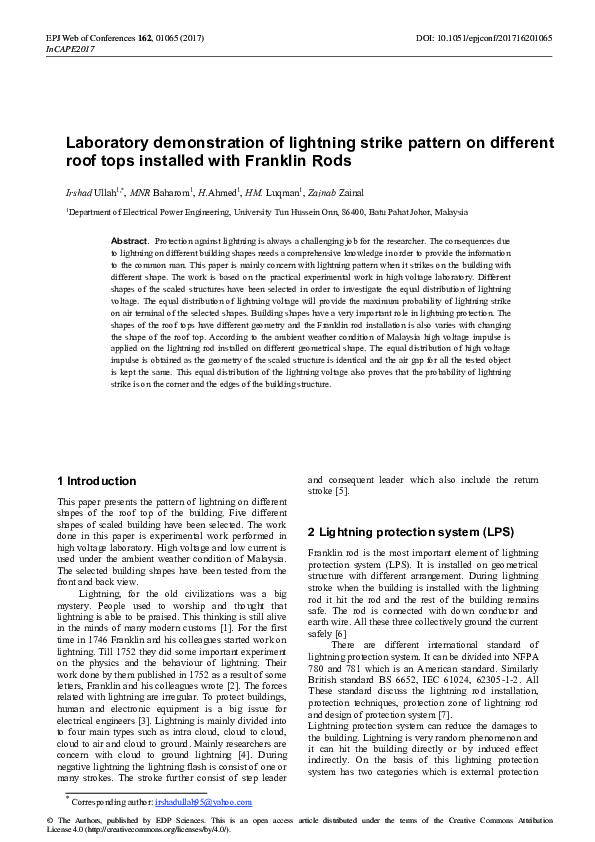 (PDF) Laboratory demonstration of lightning strike pattern on different ...