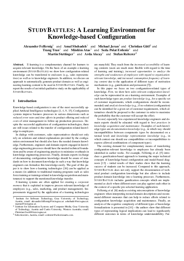 (PDF) StudyBattles: A Learning Environment for Knowledge-based Configuration | Alexander ...