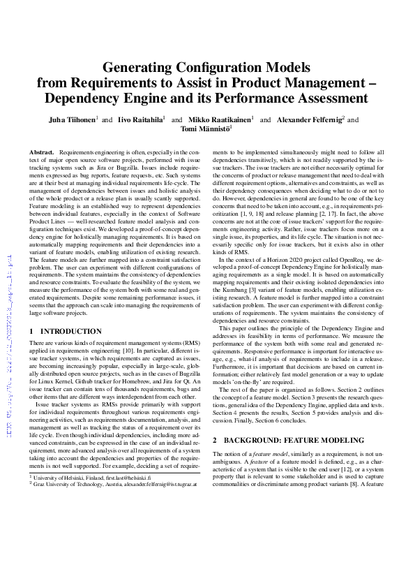 (PDF) Generating Configuration Models from Requirements to Assist in ...