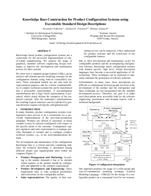 (PDF) Knowledge Base Construction for Product configuration Systems using Executable standard ...