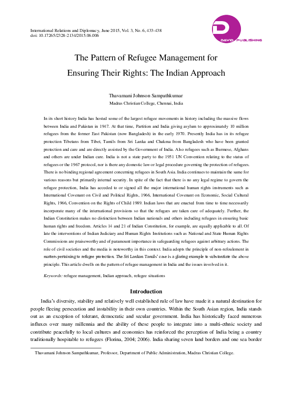 (PDF) The Pattern of Refugee Management for Ensuring Their Rights: The ...