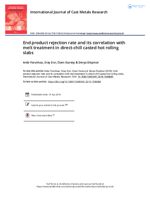 (PDF) End product rejection rate and its correlation with melt ...