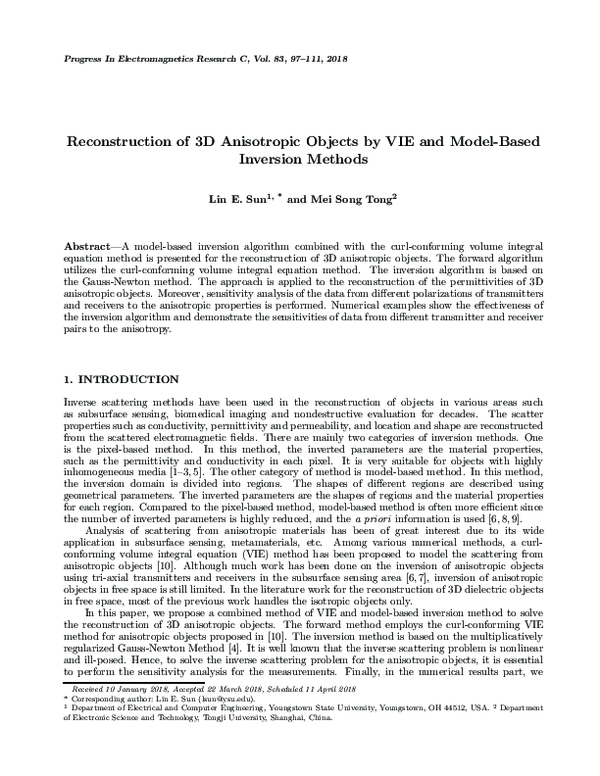 (PDF) Reconstruction of 3D Anisotropic Objects by Vie and Model-Based Inversion Methods