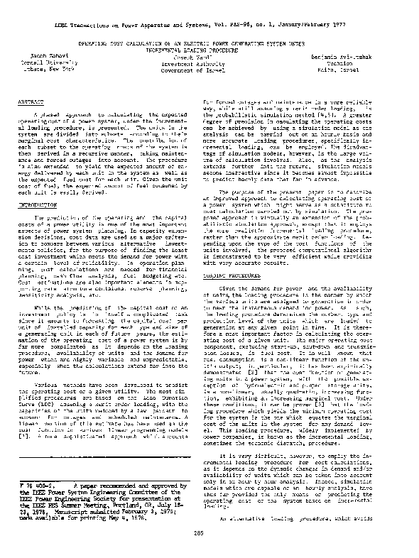 (PDF) Operating cost calculation of an electric power generating system ...