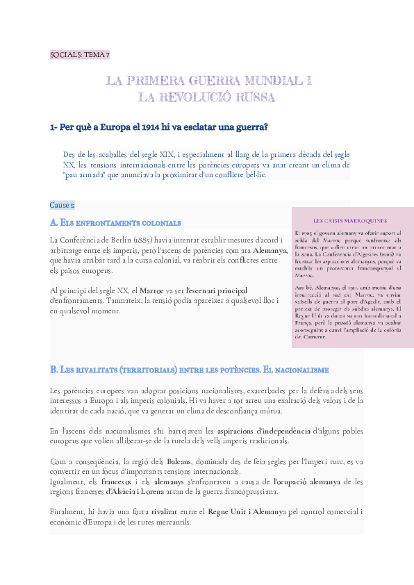(PDF) LA PRIMERA GUERRA MUNDIAL I LA REVOLUCIÓ RUSSA