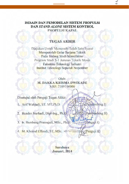 Pdf Desain Dan Pemodelan Sistem Propulsi Dan Stand Alone Sistem
