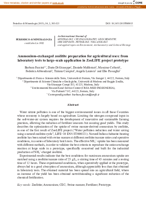 (PDF) Ammonium-exchanged zeolitite preparation for agricultural uses ...