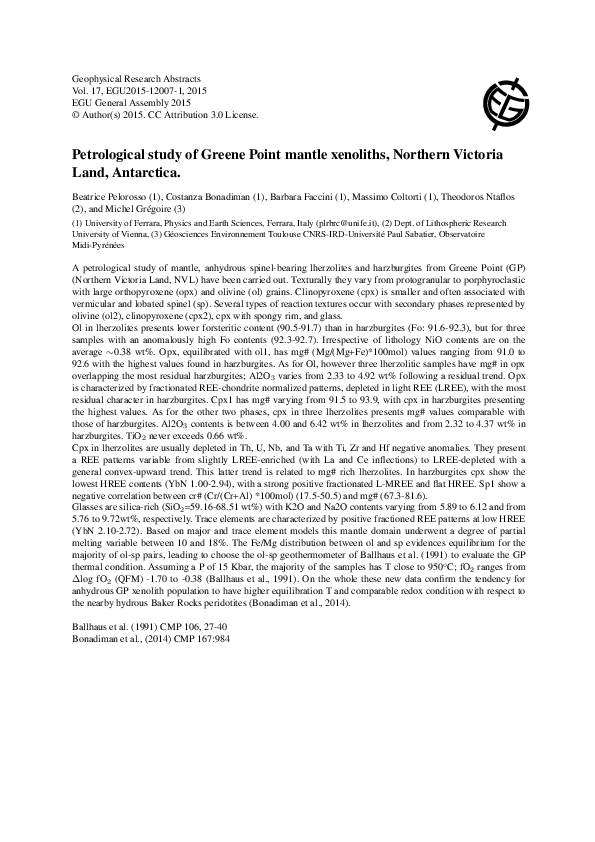 (PDF) Petrological study of Greene Point mantle xenoliths, Northern ...