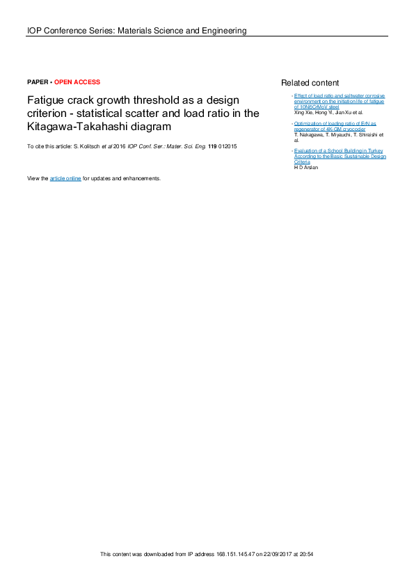 (PDF) Fatigue crack growth threshold as a design criterion ...