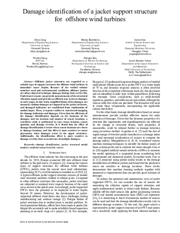 (PDF) Damage identification of a jacket support structure for offshore ...