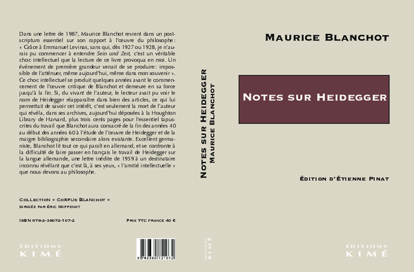(PDF) Maurice Blanchot - Notes sur Heidegger