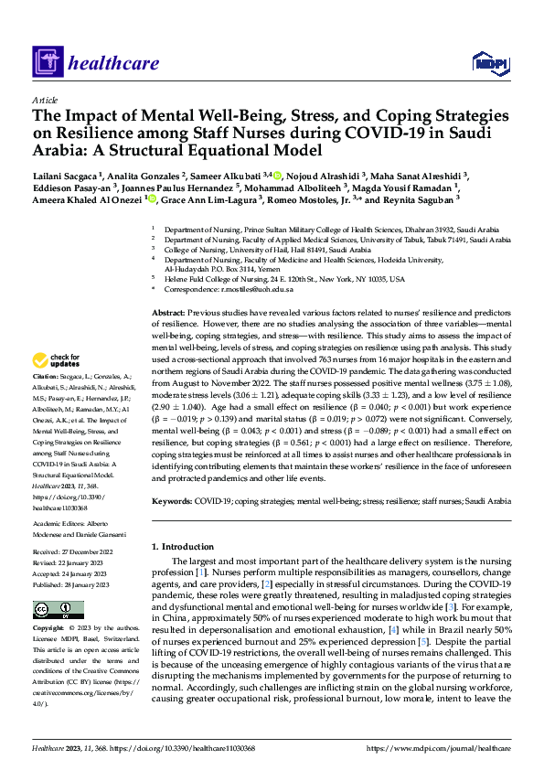 (PDF) The Impact of Mental Well-Being, Stress, and Coping Strategies on Resilience among Staff ...