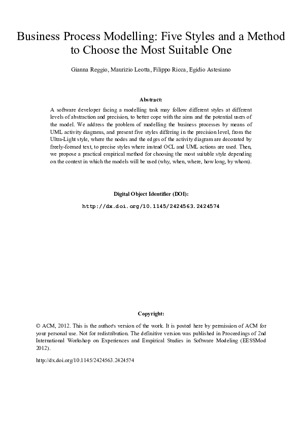 (PDF) Business process modelling