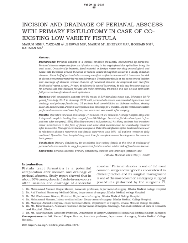 (PDF) Incision and drainage of perianal abscess with or without ...