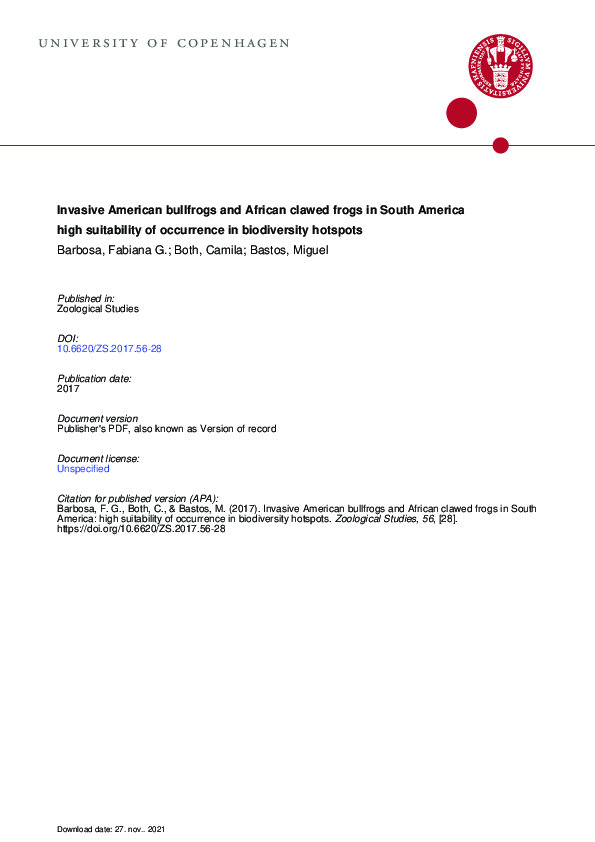 (PDF) Invasive American bullfrogs and African Clawed Frogs in South ...