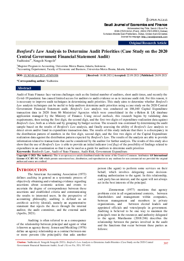 (PDF) Benford ' s Law Analysis to Determine Audit Priorities ( Case ...