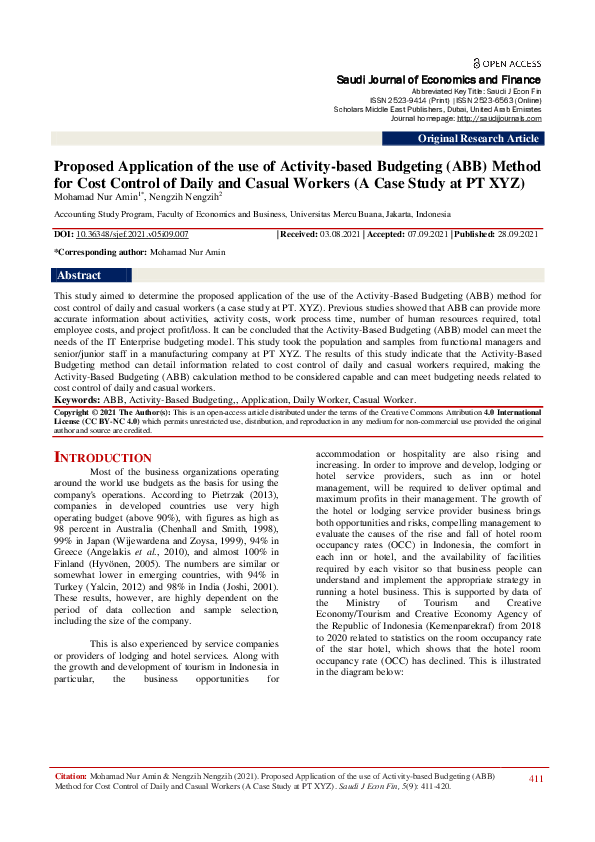 (PDF) Proposed Application of the use of Activity-based Budgeting (ABB ...