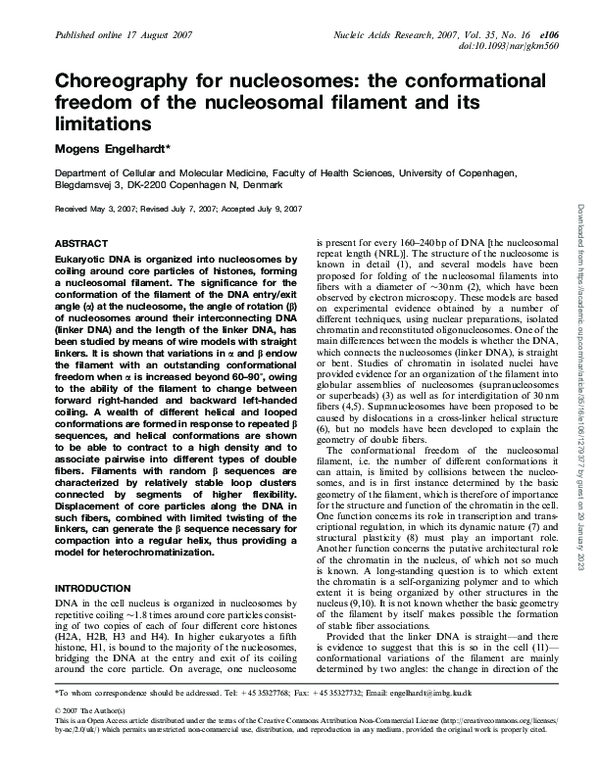 (PDF) Choreography for nucleosomes: the conformational freedom of the ...